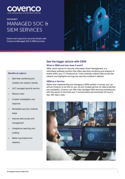 Covenco Managed SOC & SIEM Services Datasheet - Covenco